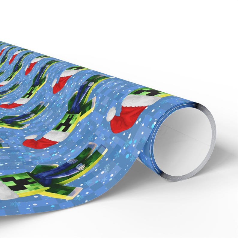 Mine Gaming Craft Christmas Creeper Wrapping Paper Kids Fun Wrapping ...