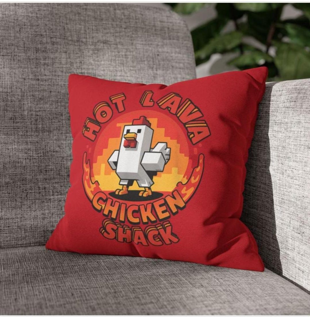 Mine Gaming Pillow Red Hot Lava Throw Pillow Game Room Pillow Streamer ...