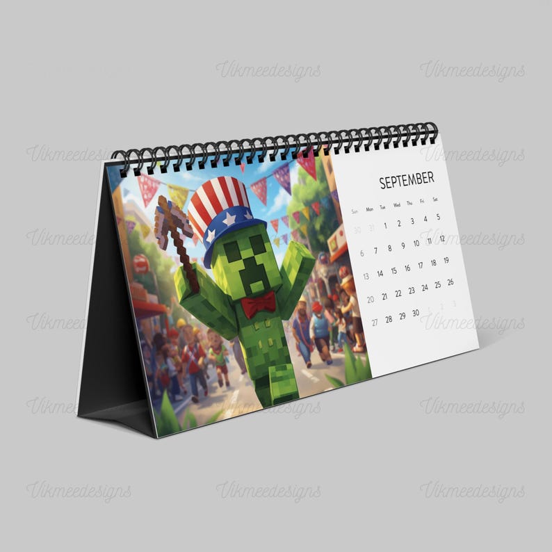 2026 Desktop Calendar Mine Gaming Craft Creeper Monthly Grid Gamer Gift ...