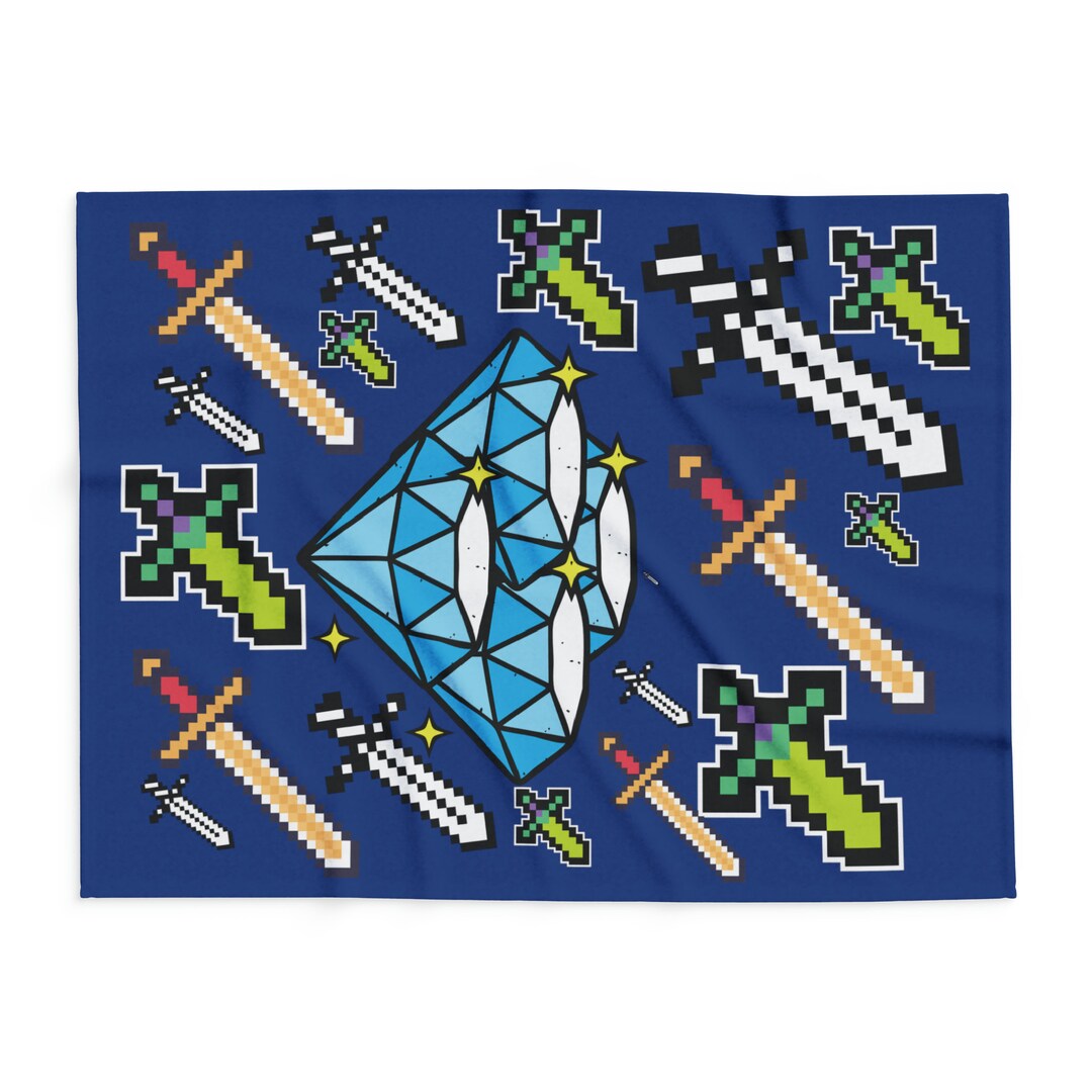 Minecraft Blanket Artic Fleece Throw Blanket Minecraft Diamond Sword ...