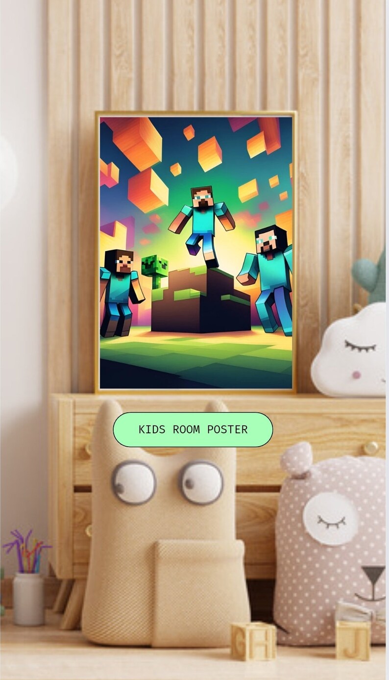 Minecraft Printable Poster Jpg Pdf Set of 4 Minecraft Wall Art ...