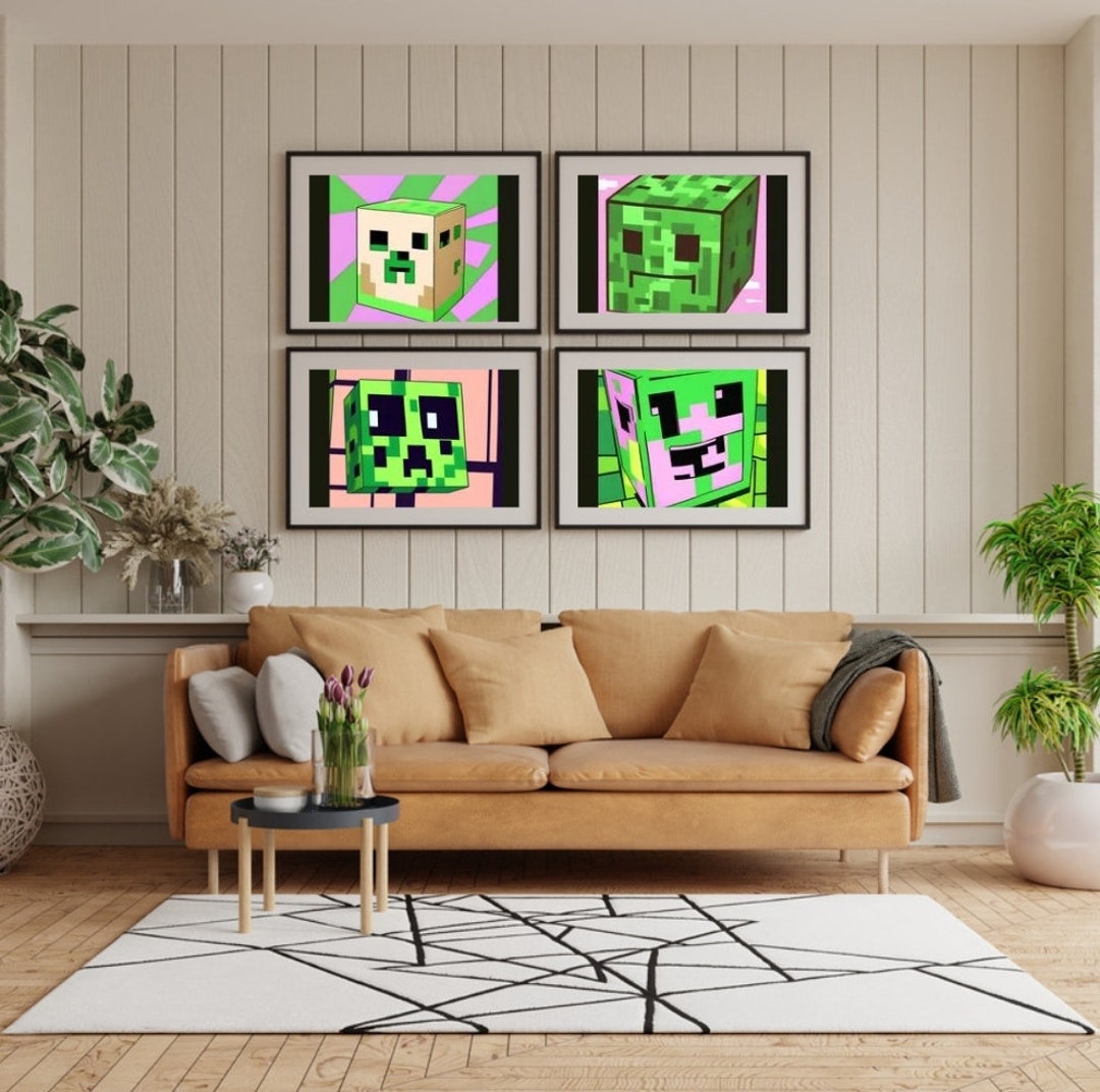 Minecraft Wall Art Minecraft Creeper Set of 4 Digital Download Game ...