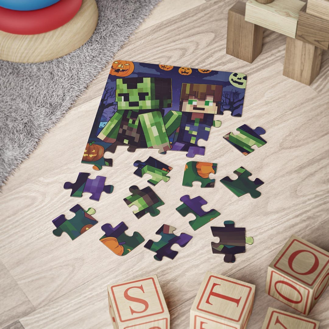 Mine Gaming Puzzle Creeper Steve Puzzle Gamer Gift Toddler Puzzle 30 ...