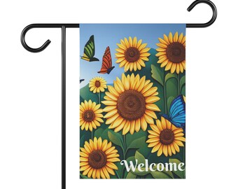 Glad You're Here 18 X 12 Garden & House Banner Cute Welcome Yard Flag ...