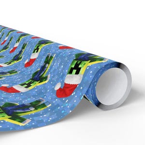 Mine Gaming Craft Christmas Creeper Wrapping Paper Kids Fun Wrapping ...