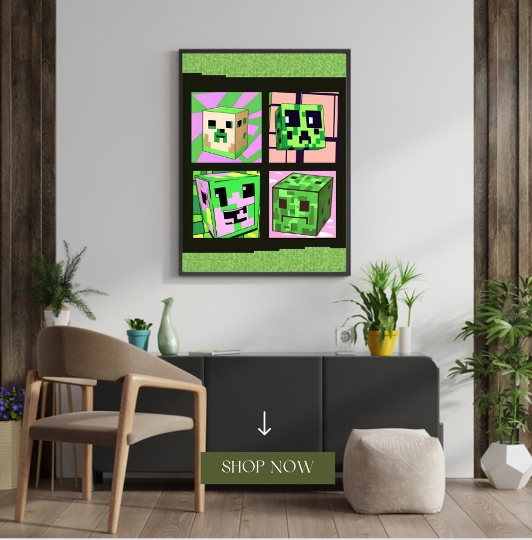 Mine Poster Png Jpg Pdf Mine Printable Wall Art Print Set of 4 Creeper ...
