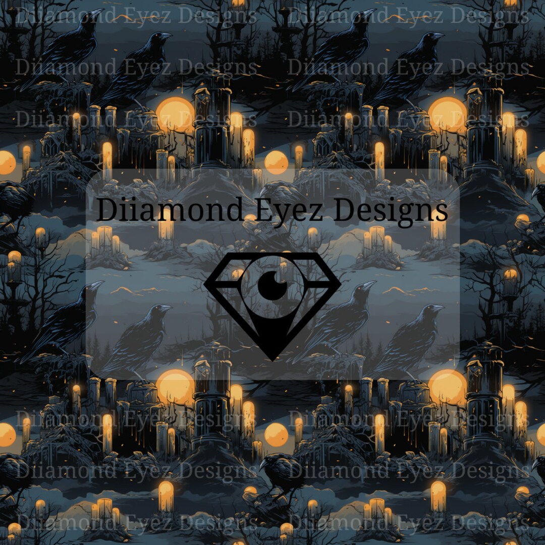 Creepy Spooky Crows With Candles, Digital Seamless Repeat Pattern ...