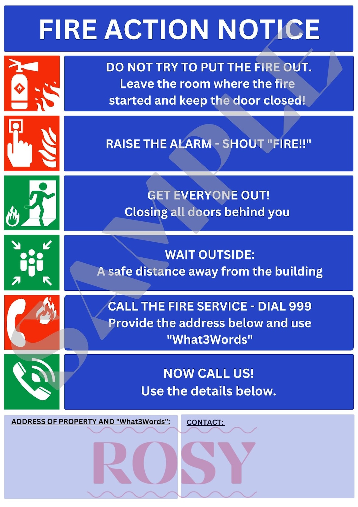 Fire Action Notice, Printable Fire Action Sign, Fire Safety Procedure ...