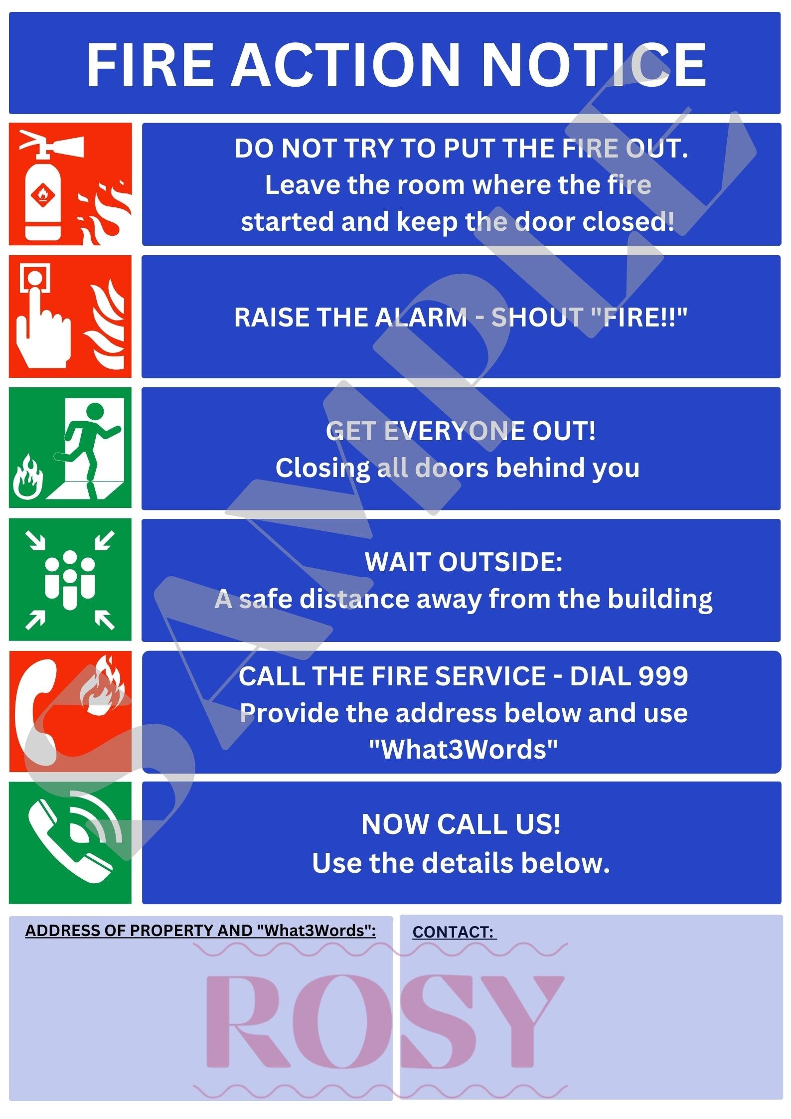 Fire Action Notice, Printable Fire Action Sign, Fire Safety Procedure ...
