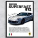 Ferrari 812 Superfast Poster Ferrari Poster Modern Car Art, Wall Decor ...