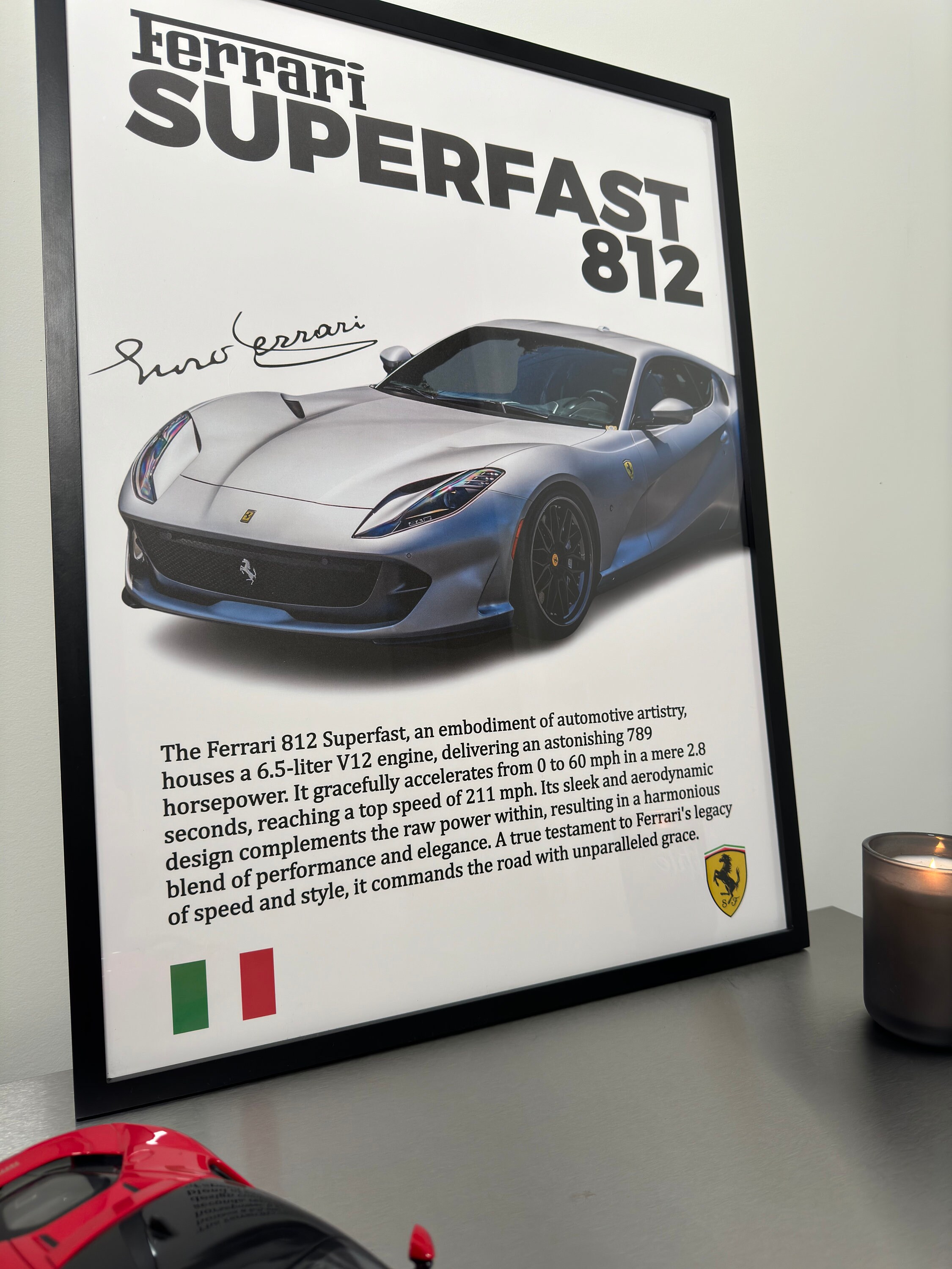Ferrari 812 Superfast Poster Ferrari Poster Modern Car Art, Wall Decor ...