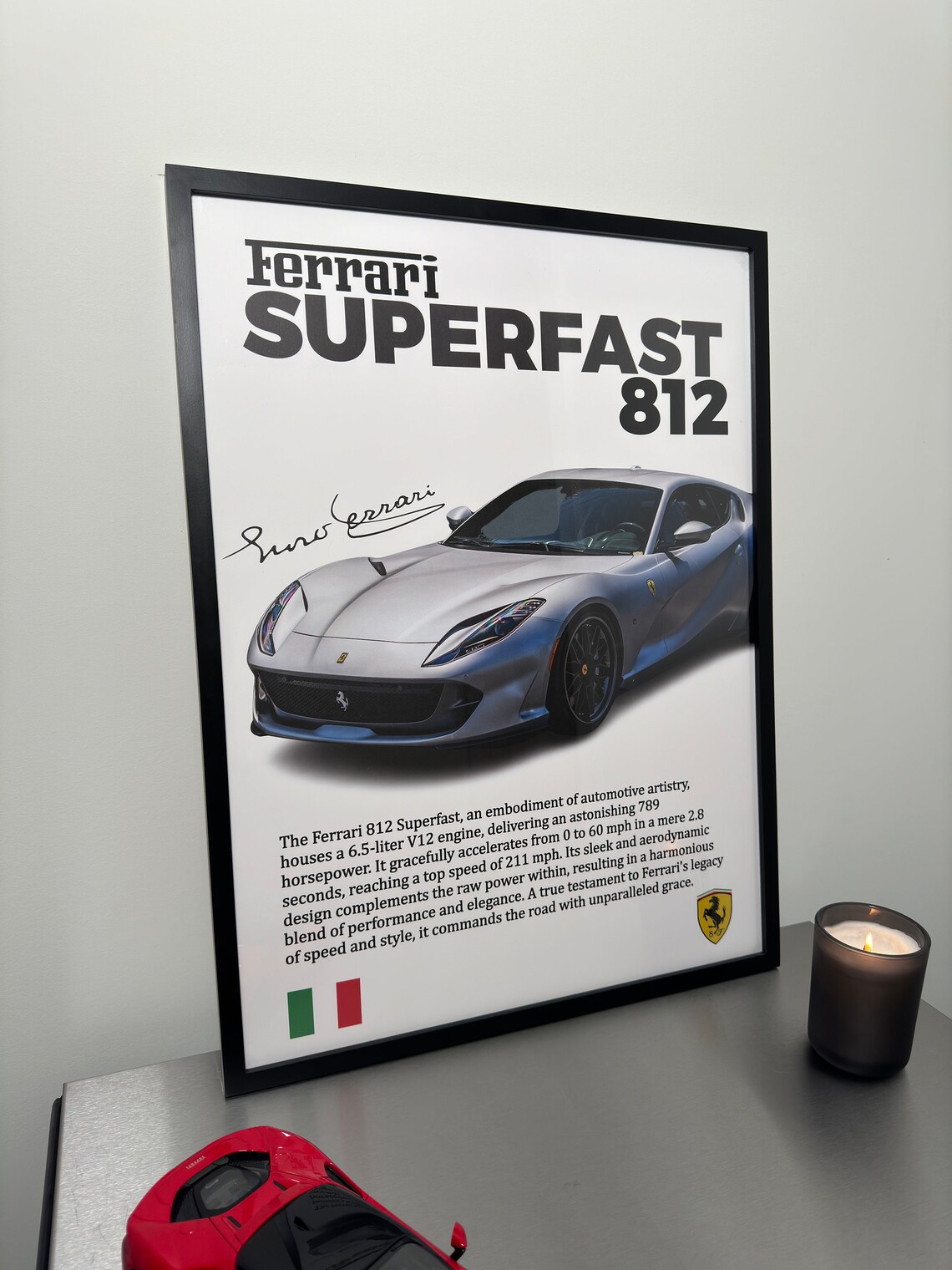 Ferrari 812 Superfast Poster Ferrari Poster Modern Car Art, Wall Decor ...