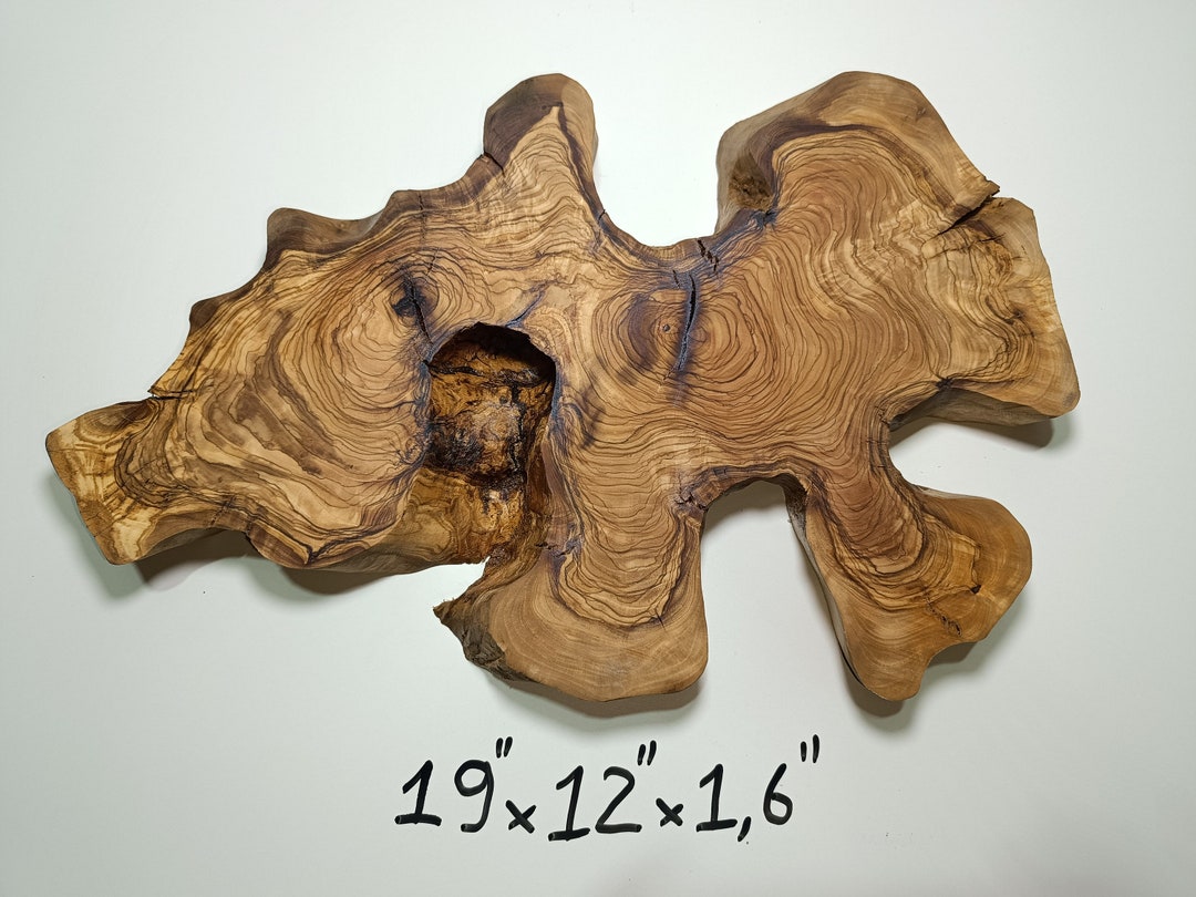 19" Olive Wood Slab, Live Edge Raw Edged Wood Art, Unfinished Live Edge ...