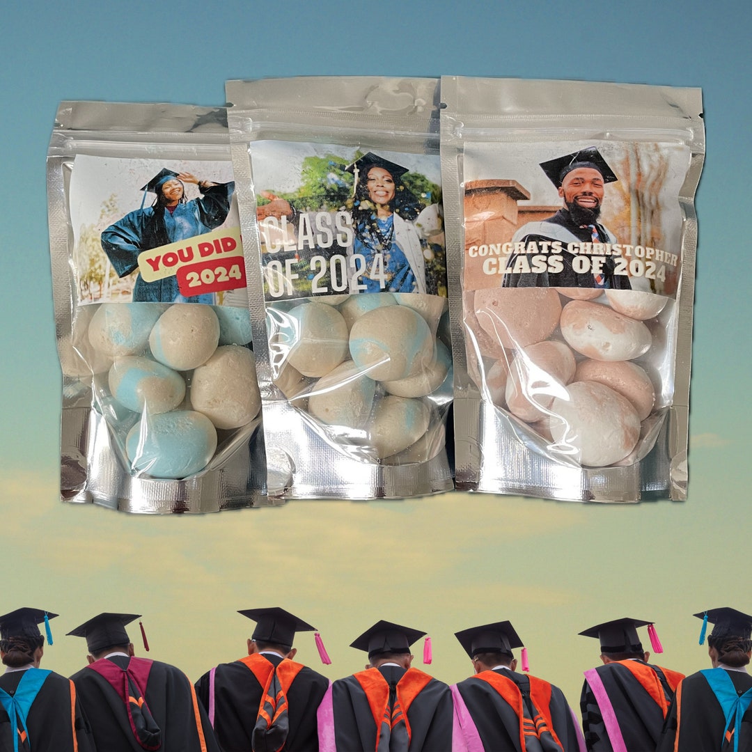 Custom Graduation Candy. Your Custom Photo & Text on 5 Mylar Bags 3.5x5 ...
