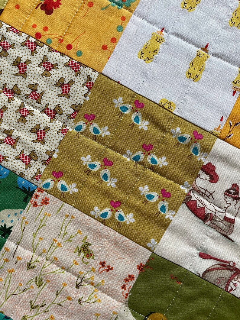 Hand Made Rainbow Patchwork Quilt Cot Size - Etsy