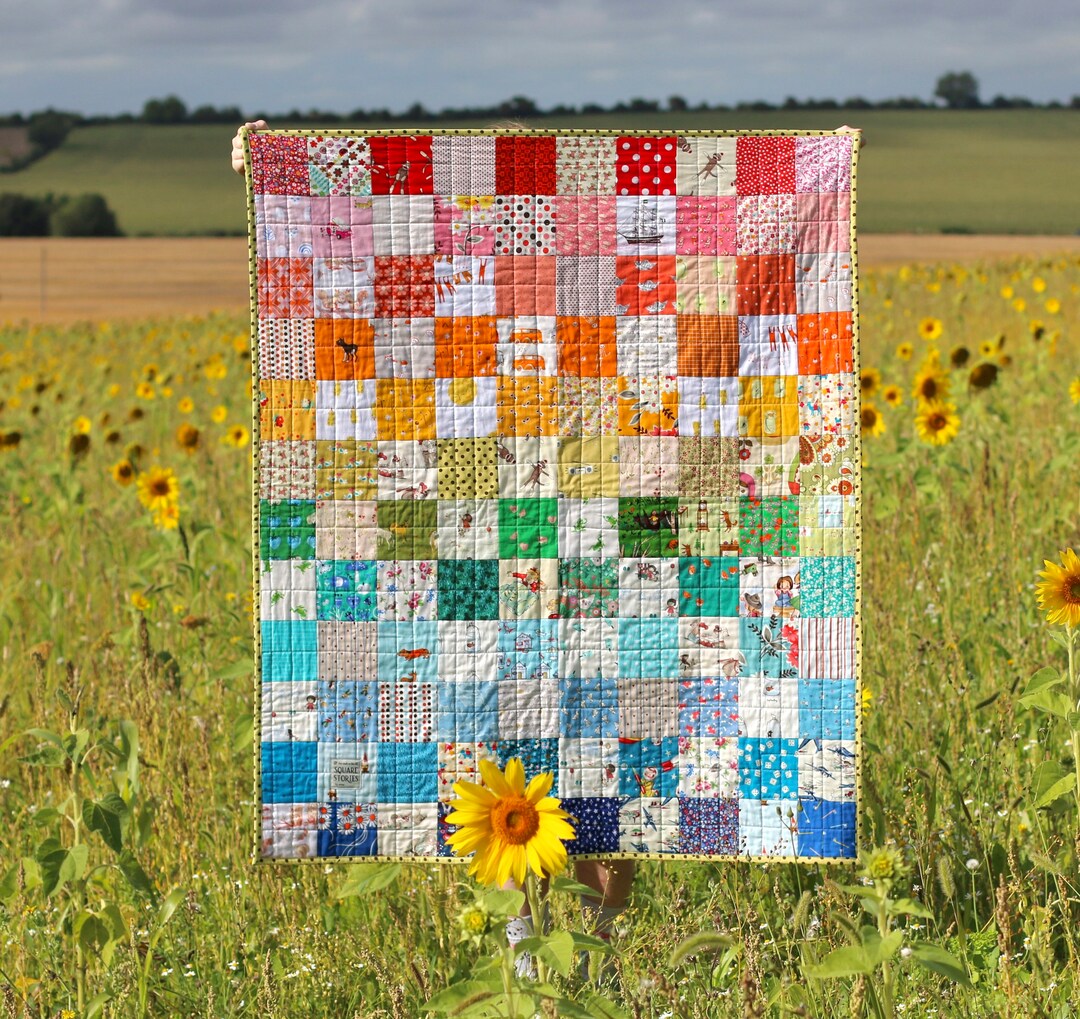 Hand Made Rainbow Patchwork Quilt Cot Size - Etsy