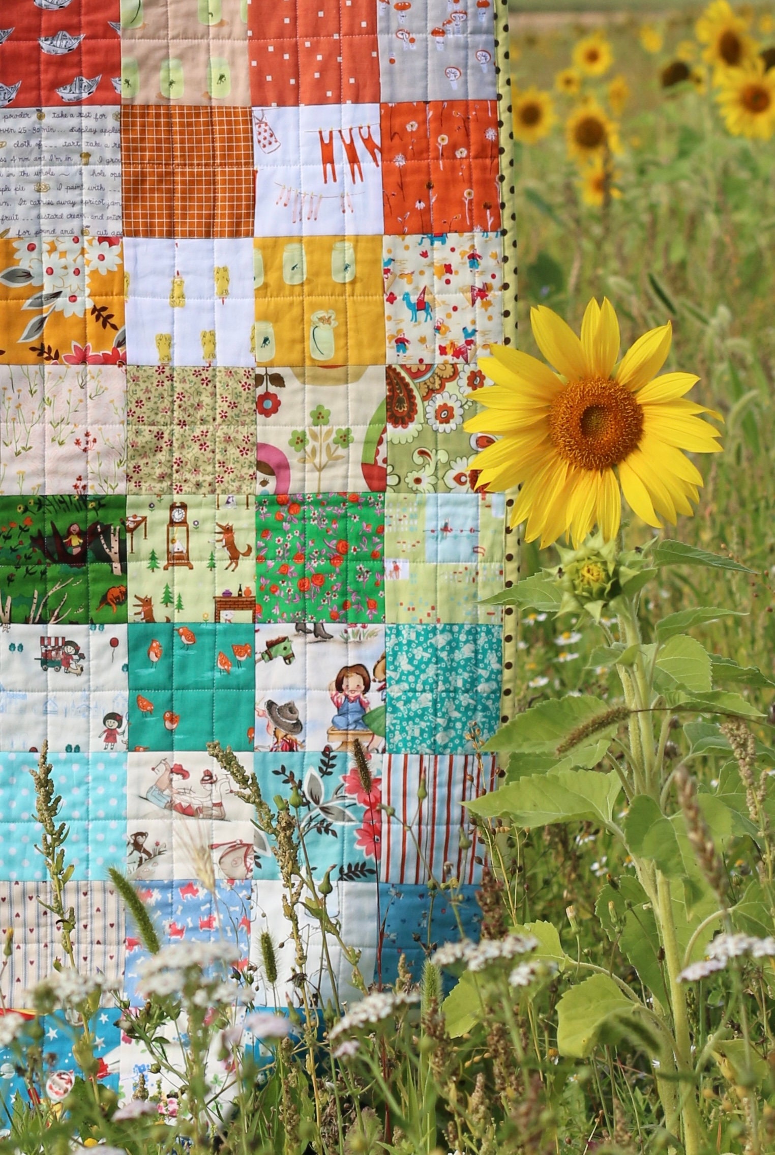 Hand Made Rainbow Patchwork Quilt Cot Size - Etsy