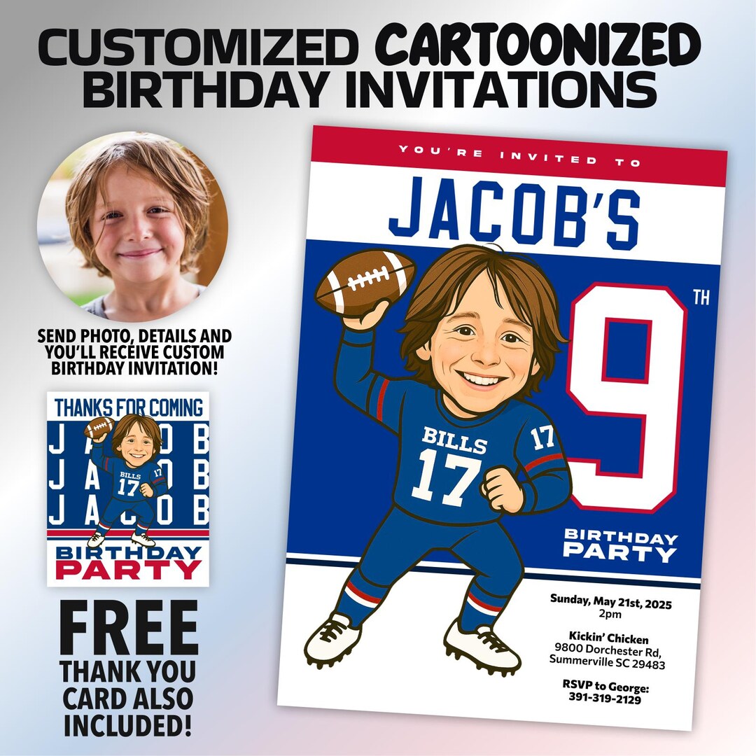 Custom Buffalo Bills Birthday Invite! Perfect for Socials, Print or ...