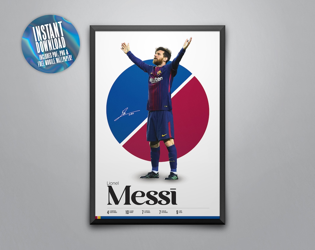 Leo Messi Poster, Lionel Messi Football, Soccer Gifts, Sports Poster ...