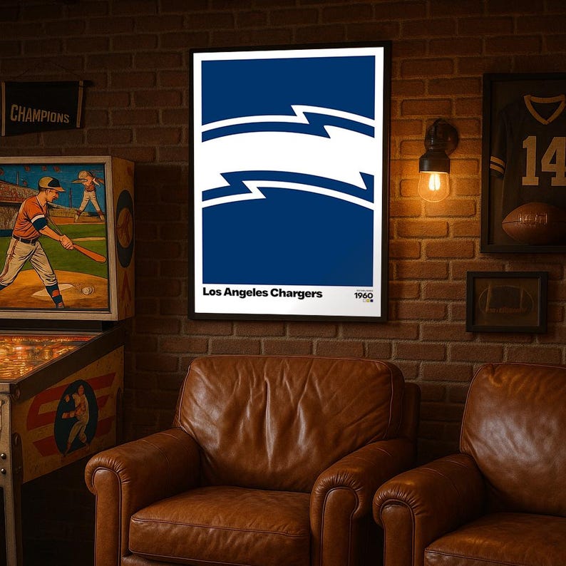 Los Angeles Chargers Poster, Football Gifts, Sports Poster, Football ...