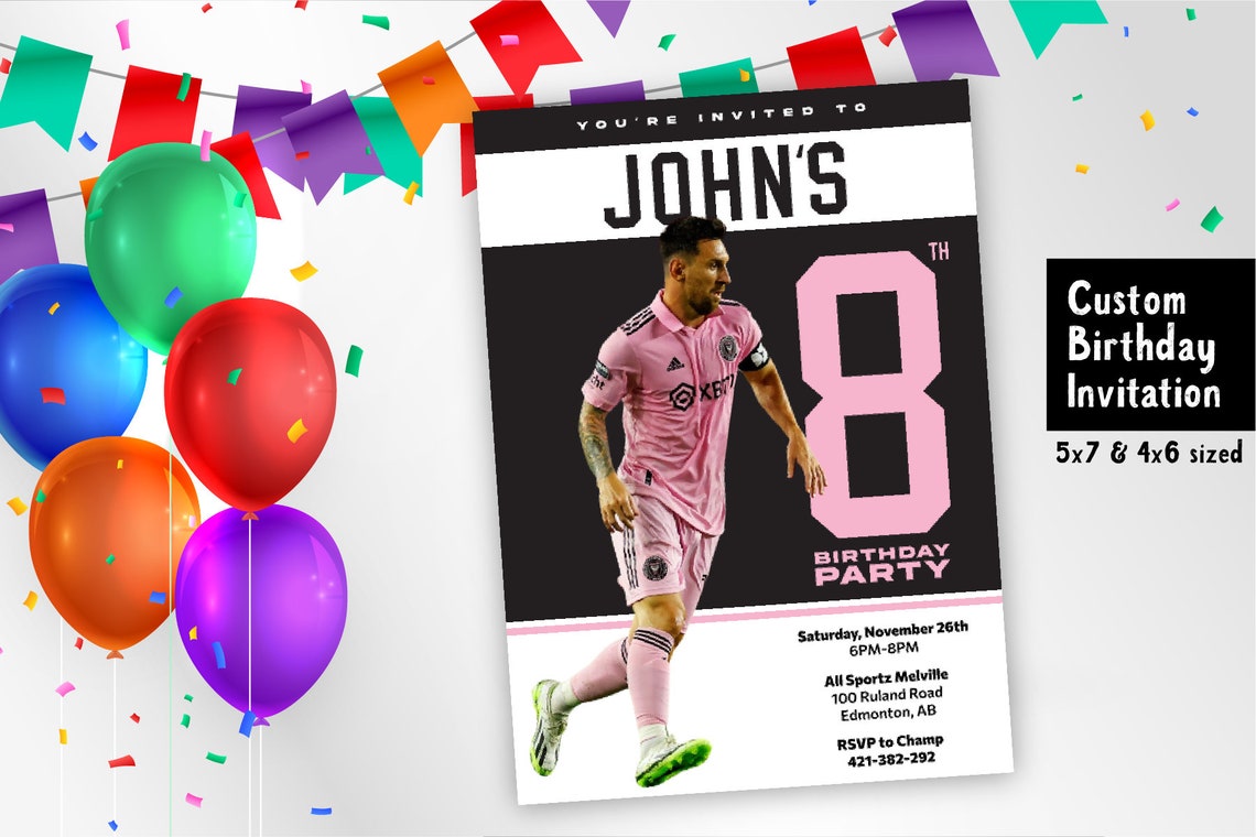 Lionel Messi Soccer Birthday Invite! Perfect for Socials, Print or ...