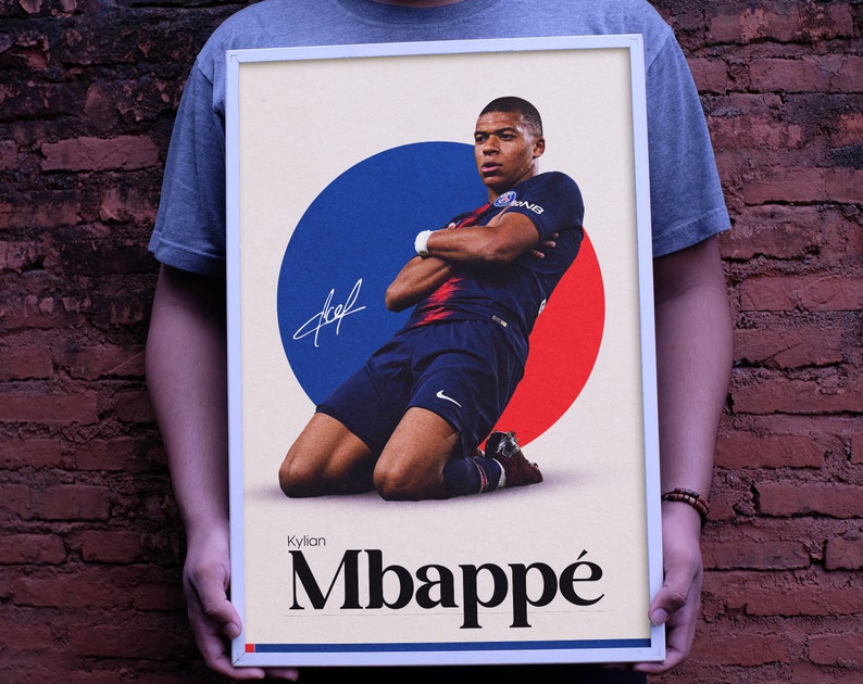 Kylian Mbappé Poster, Paris Saint Germain, Soccer Gifts, Sports Poster ...