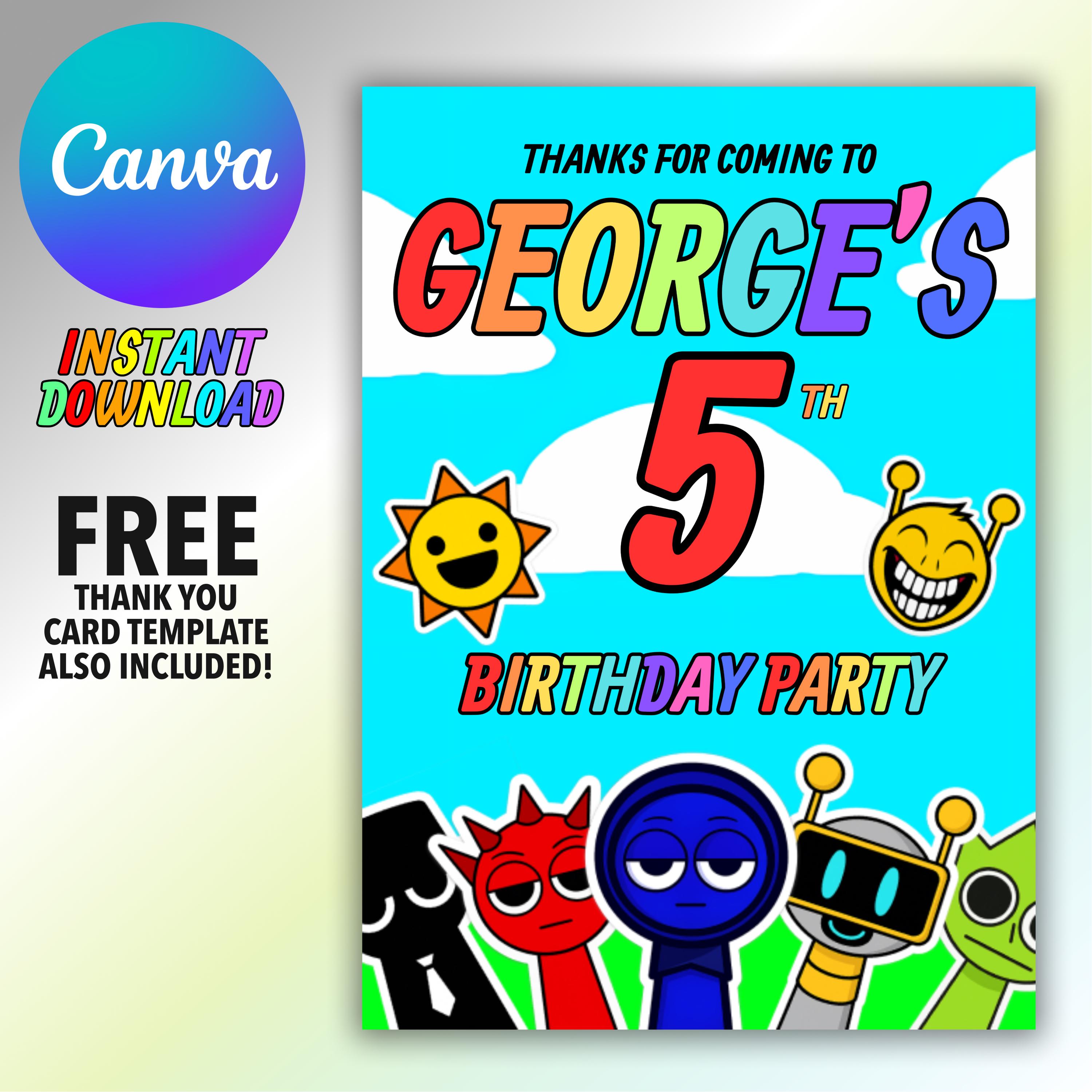Incredibox Sprunki Birthday Invitation Template, Digital Editable Kids ...