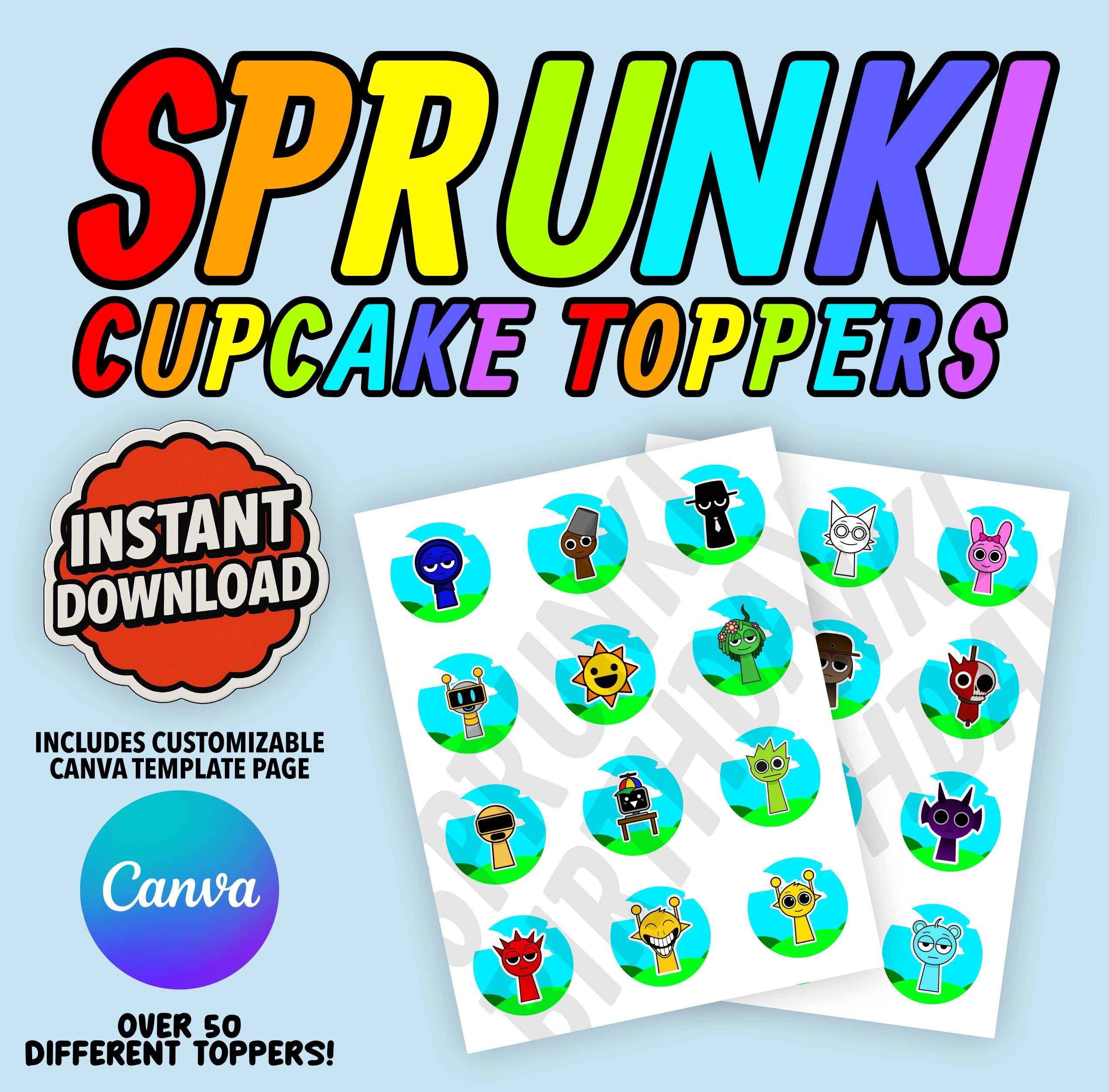 50+ Printable Sprunki Cupcake Toppers Template, Incredibox Sprunki ...