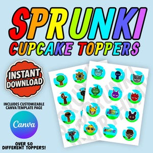 50+ Printable Sprunki Cupcake Toppers Template, Incredibox Sprunki ...