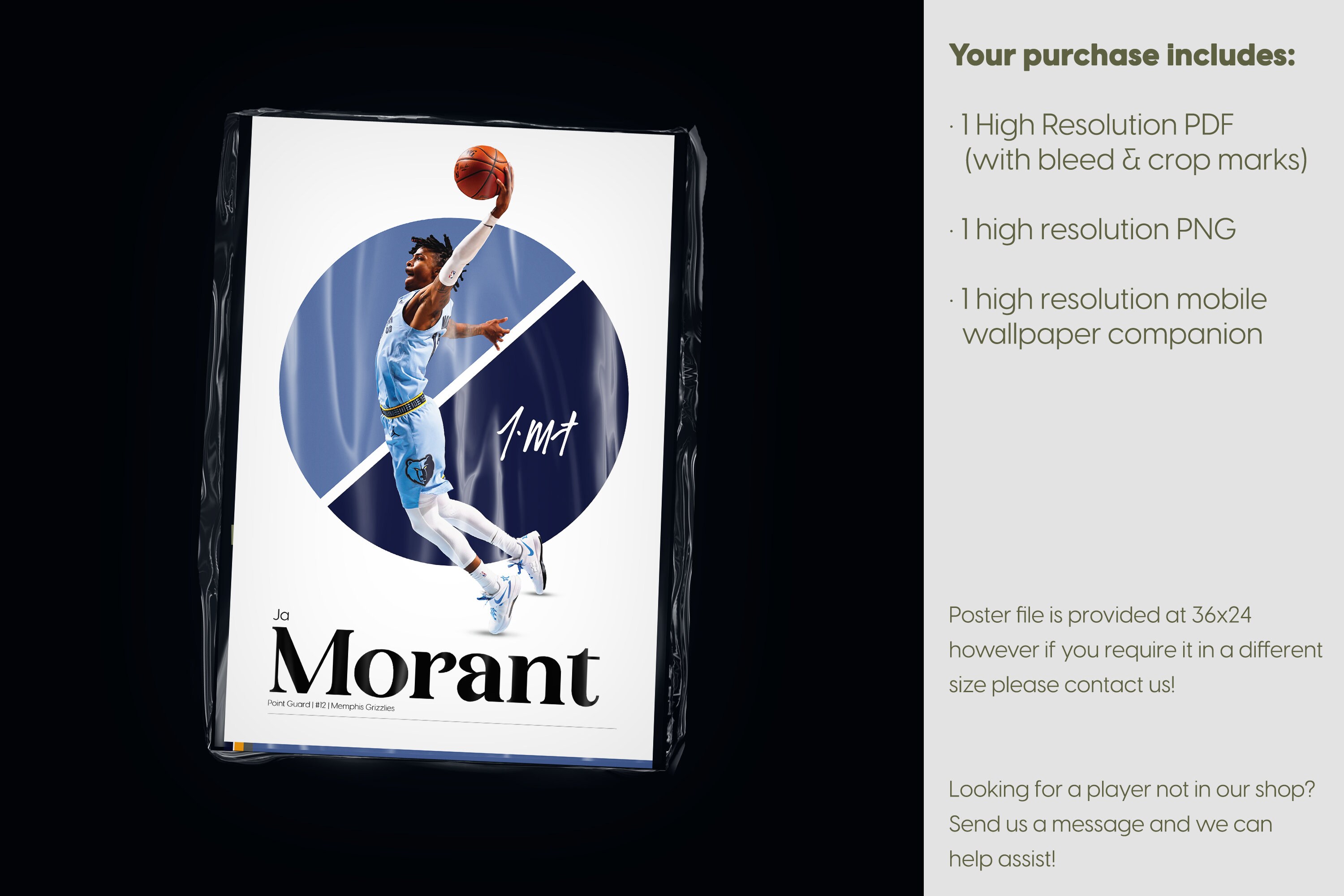 Ja Morant Poster, Memphis Grizzlies, Moran Poster, Basketball Gifts ...