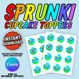 50+ Printable Sprunki Cupcake Toppers Template, Incredibox Sprunki ...