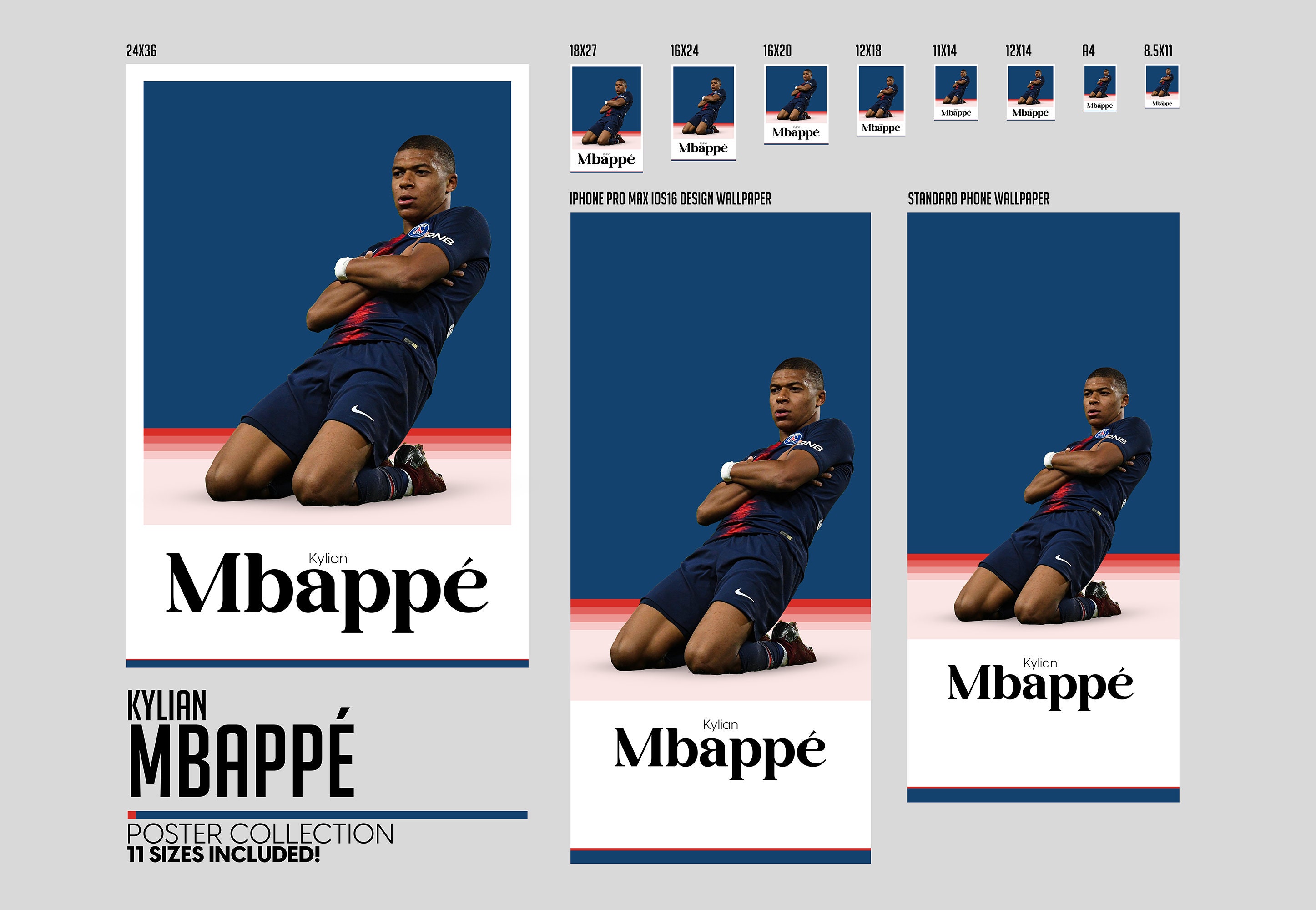 Kylian Mbappé Poster, Paris Saint Germain, Soccer Gifts, Sports Poster ...