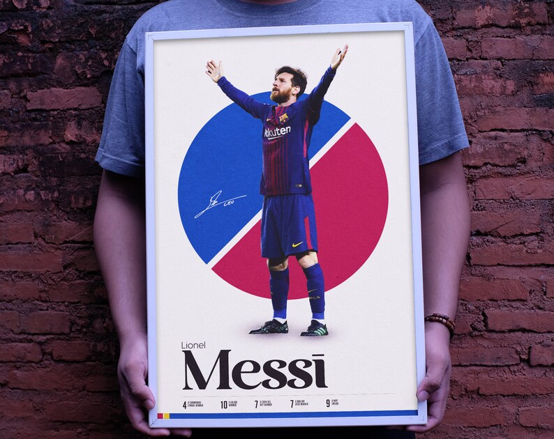 Leo Messi Poster, Lionel Messi Football, Soccer Gifts, Sports Poster ...