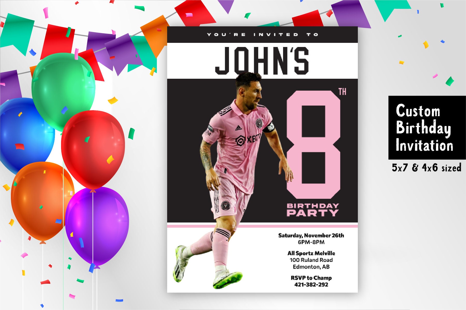 Lionel Messi Soccer Birthday Invite! Perfect for Socials, Print or ...