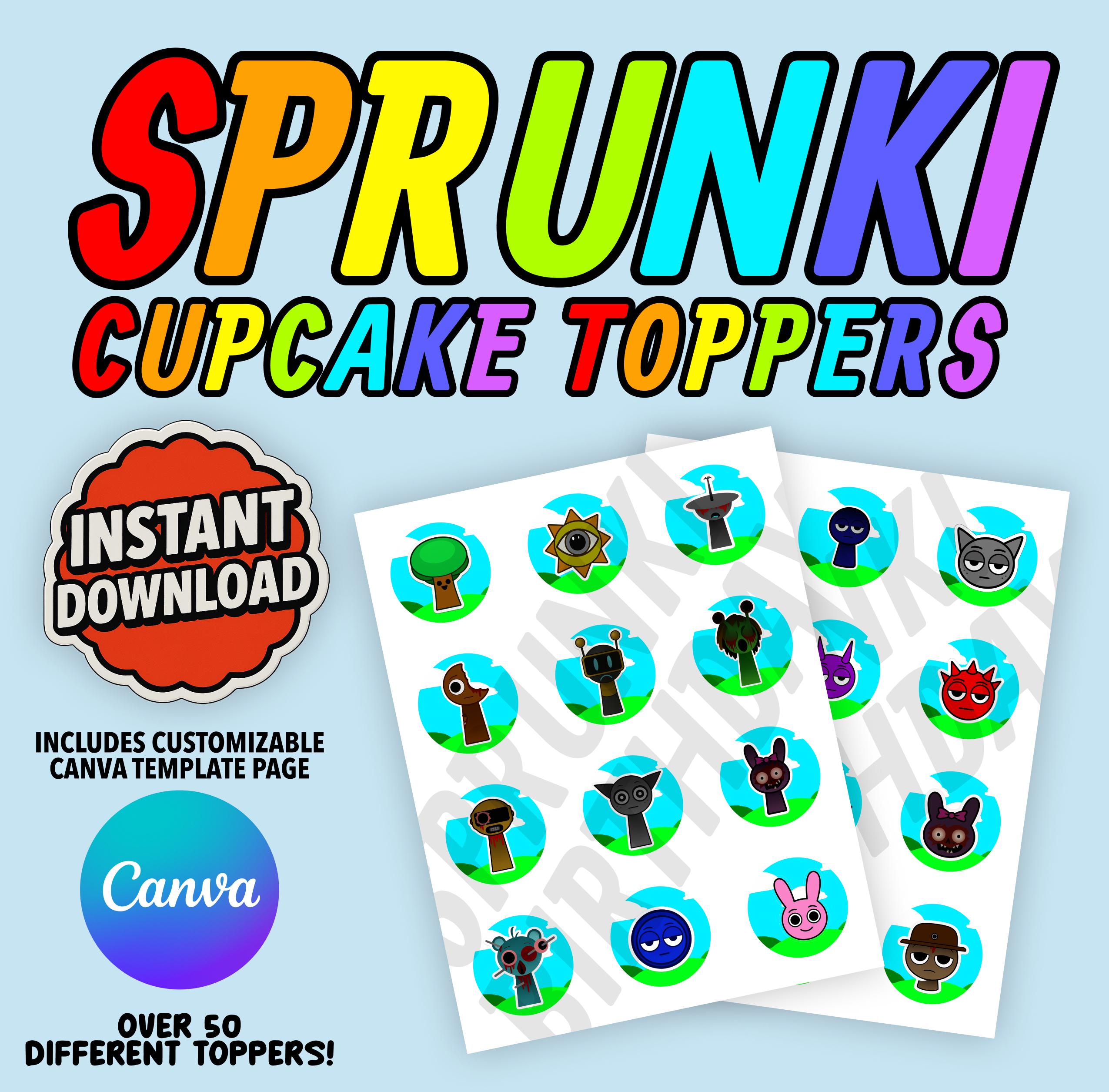 50+ Printable Sprunki Cupcake Toppers Template, Incredibox Sprunki ...
