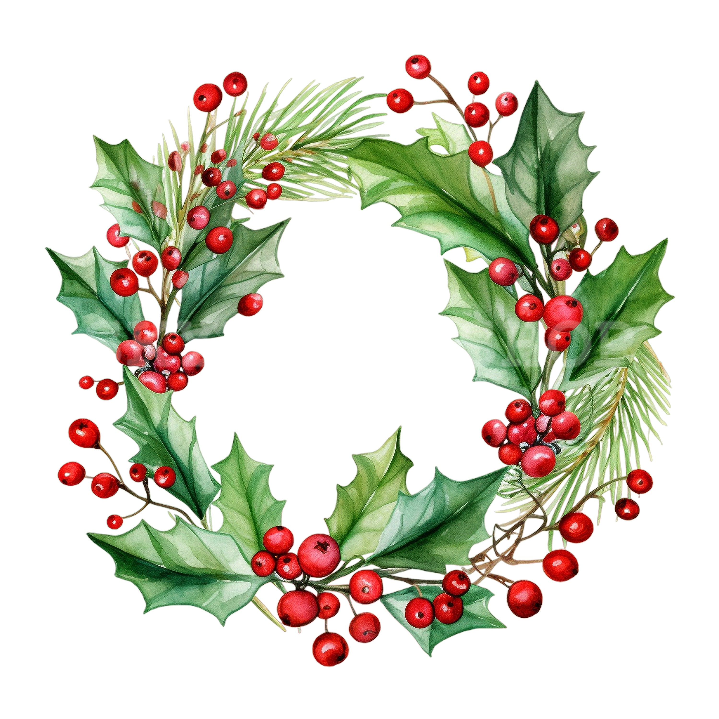 Watercolor Christmas Wreath,clipart 16 High Quality Pngs, Digital ...