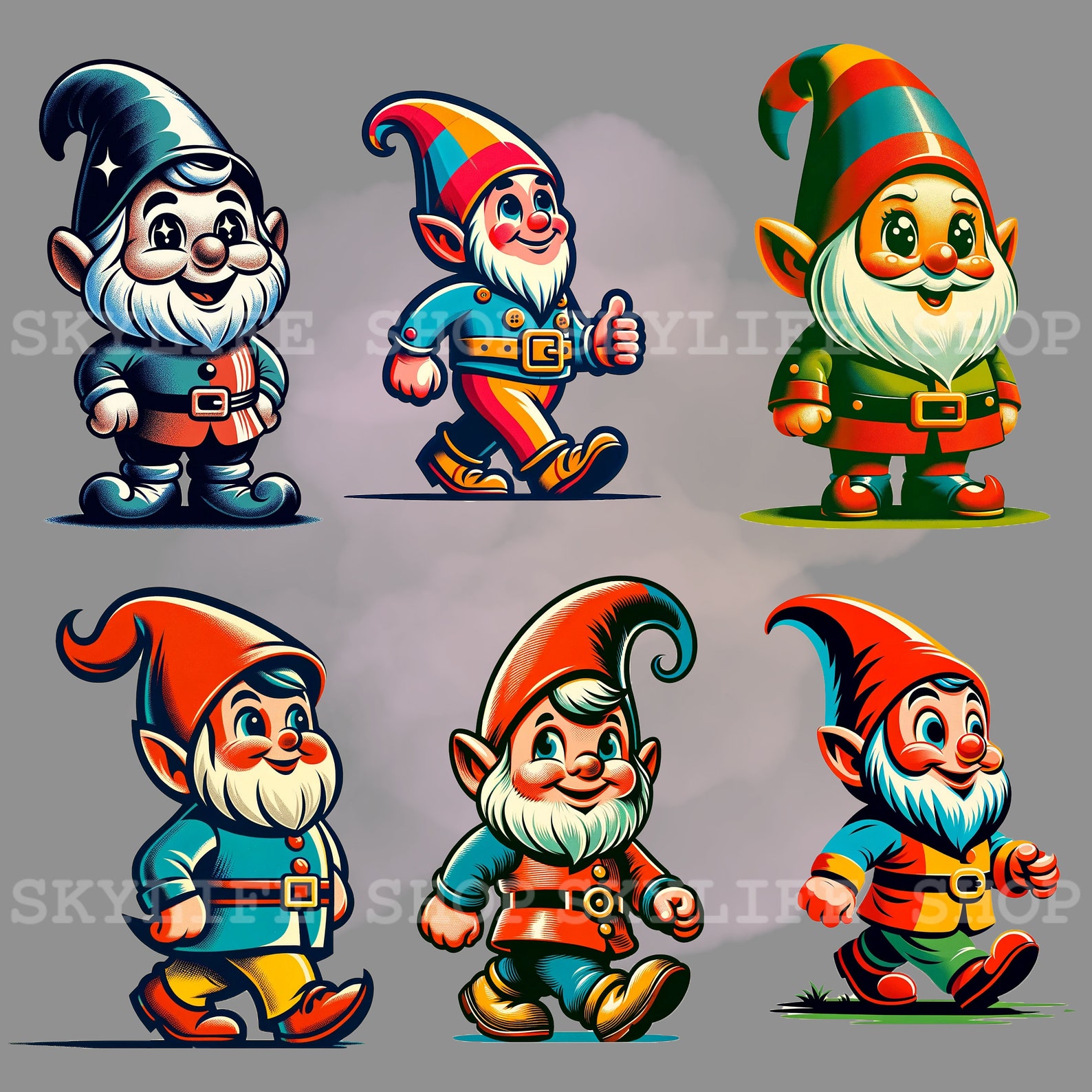 Vintage Gnome Walking Clipart Bundle 30 High-quality Pngs, Transparent ...