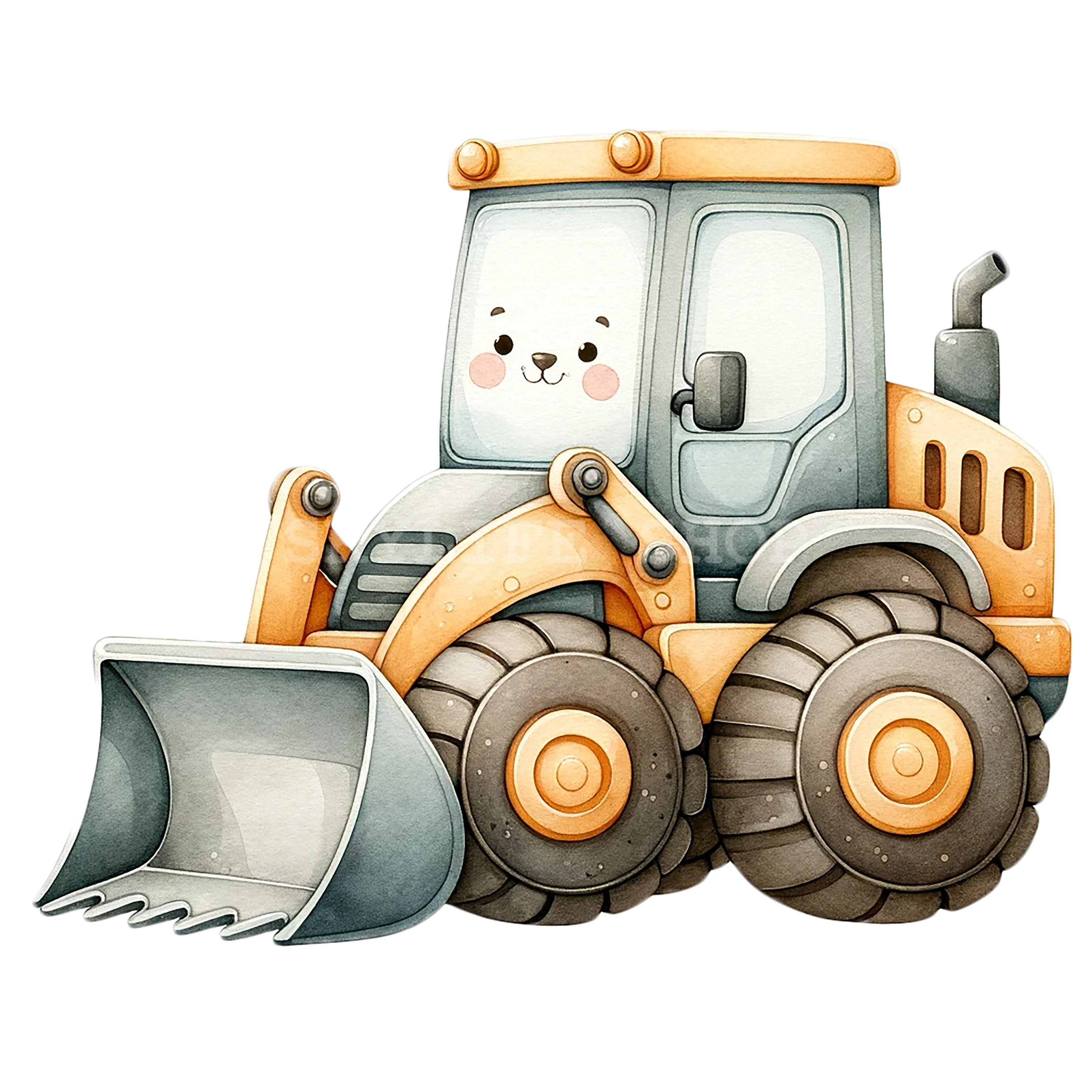 Construction Vehicles Png, Watercolor Clipart, Excavator, Bulldozer ...