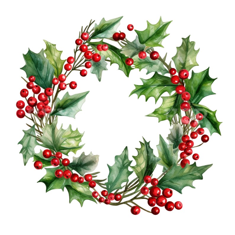 Watercolor Christmas Wreath,clipart 16 High Quality Pngs, Digital ...