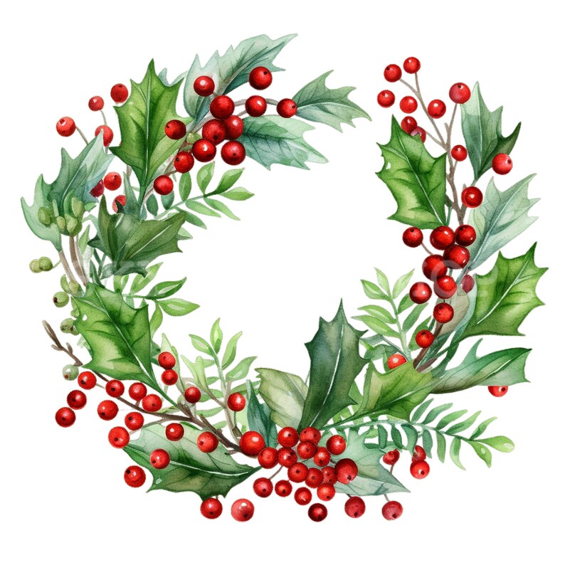 Watercolor Christmas Wreath,clipart 16 High Quality Pngs, Digital ...