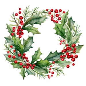 Watercolor Christmas Wreath,clipart 16 High Quality Pngs, Digital ...