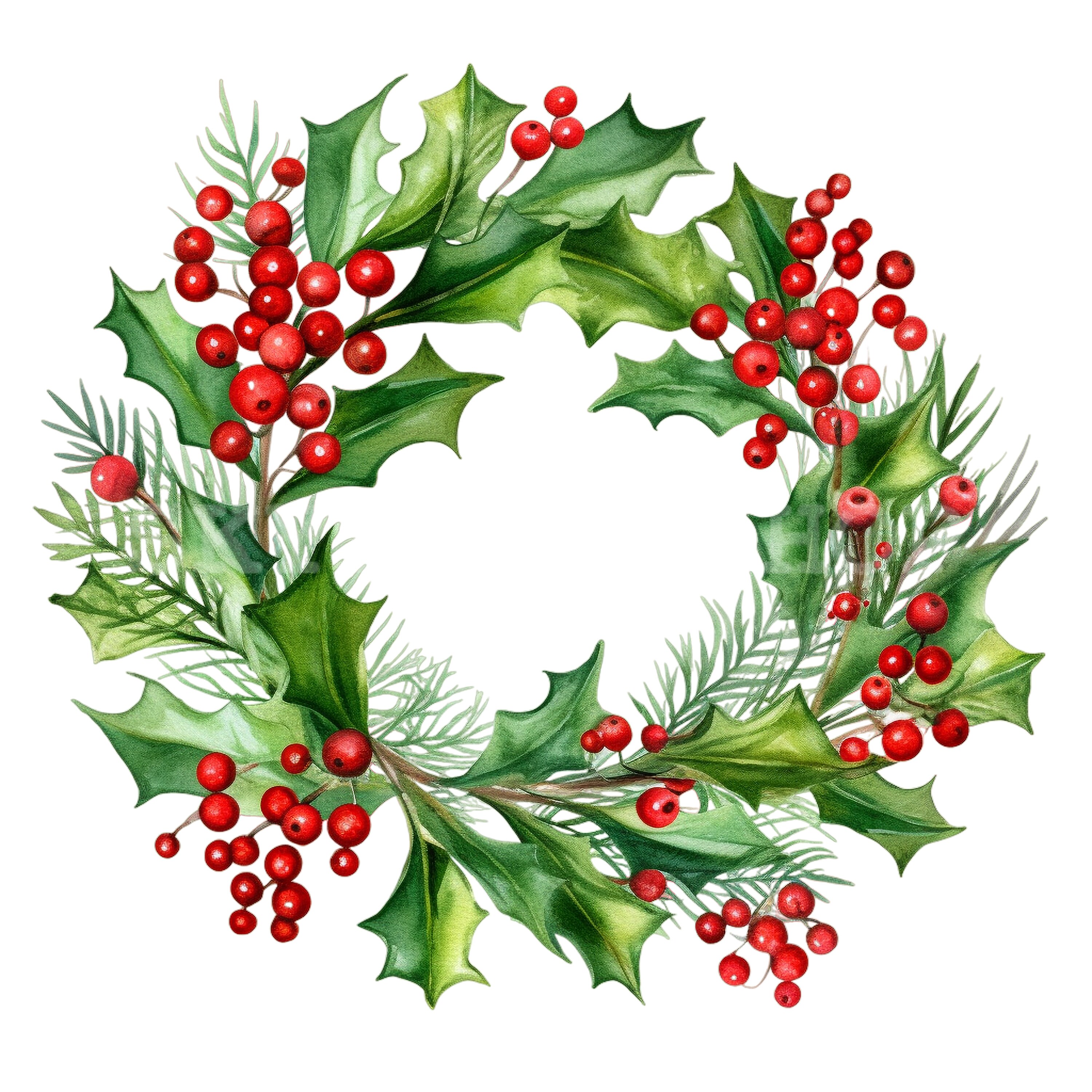 Watercolor Christmas Wreath,clipart 16 High Quality Pngs, Digital ...