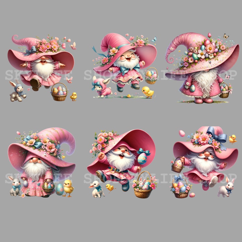 Watercolor Easter Gnome Clipart Bundle, Garden and Spring Gnome ...