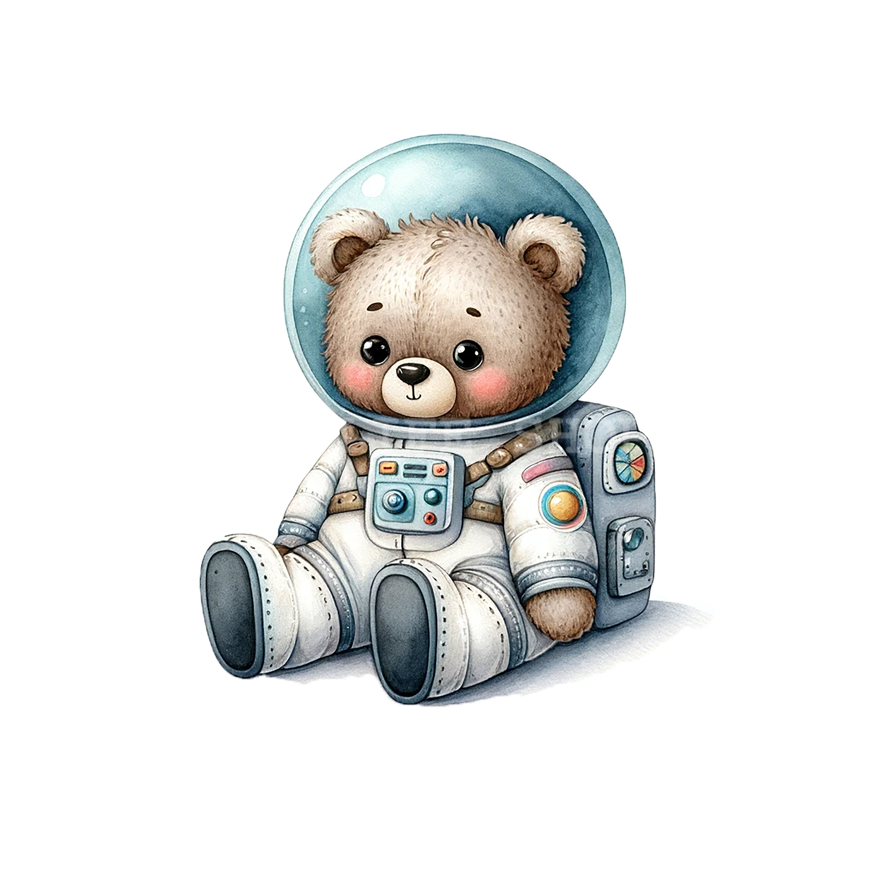 Space Watercolor With Bear Clipart, Cute Astronaut , Rockets PNG ...