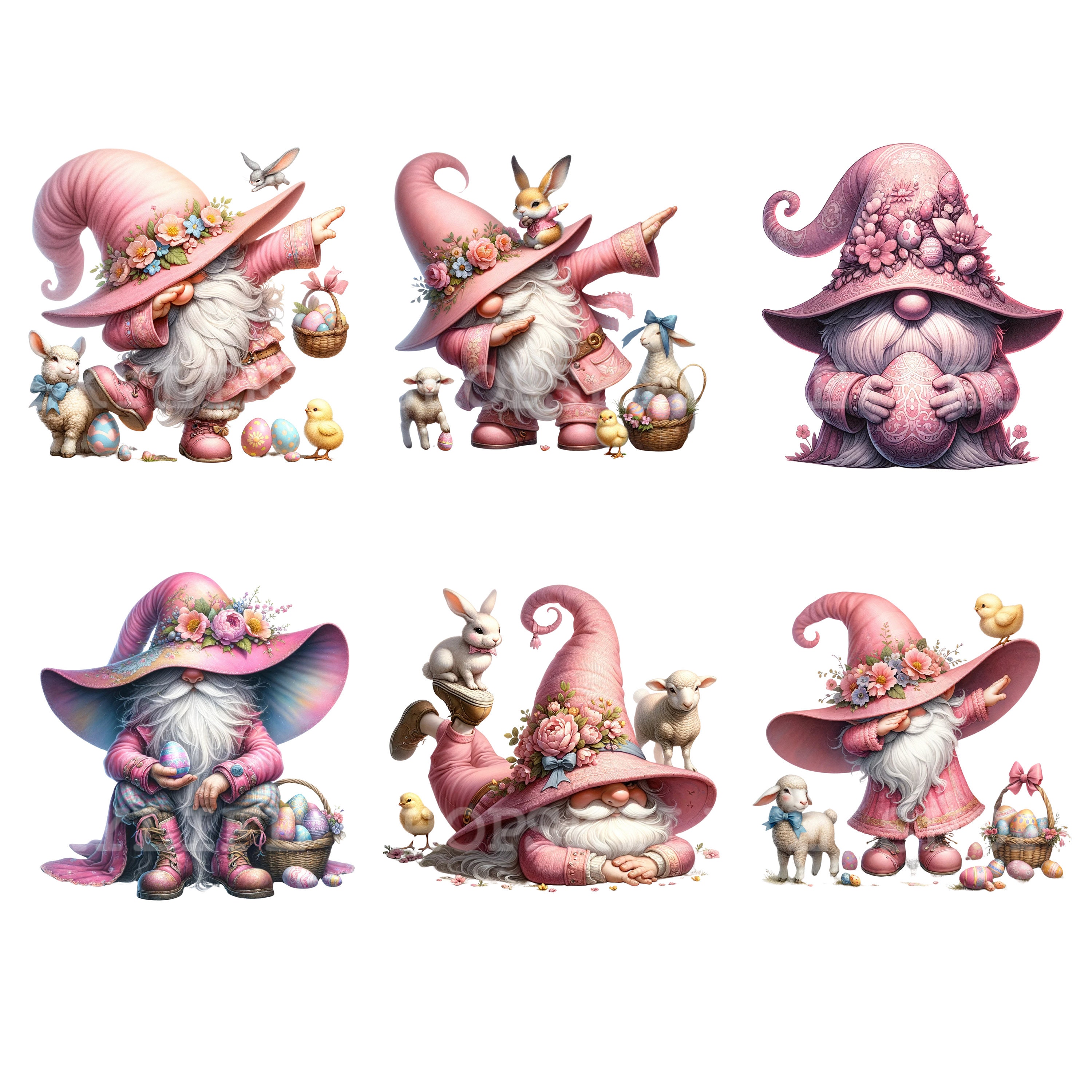 Watercolor Easter Gnome Clipart Bundle, Garden and Spring Gnome ...