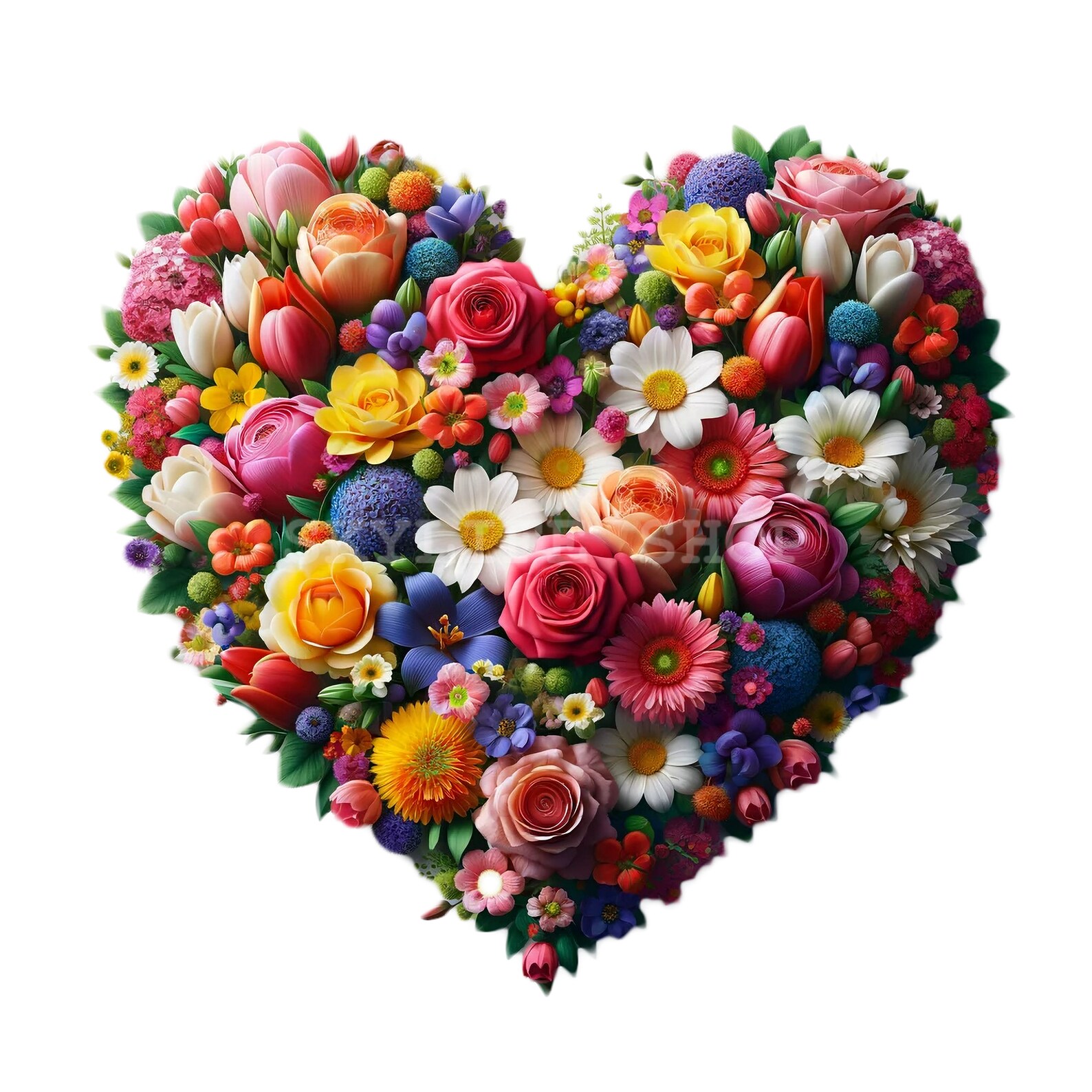 Watercolor Valentines Flower Heart Clipart Love Heart Png Files 25 Pngs ...