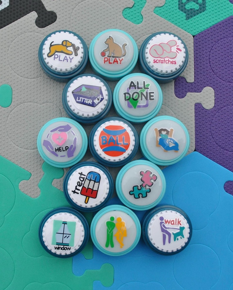 Talking Button Decals/stickers/labels; Fluent Pet, Recordable Buttons ...