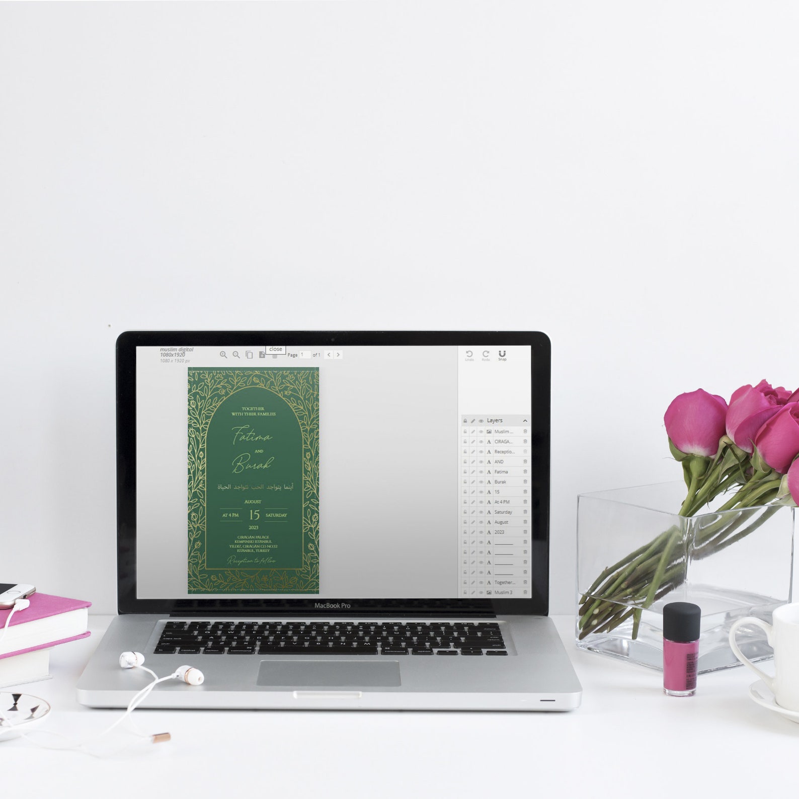 Islamic Wedding Invitation Template, Muslim Nikah Invite (digital ...