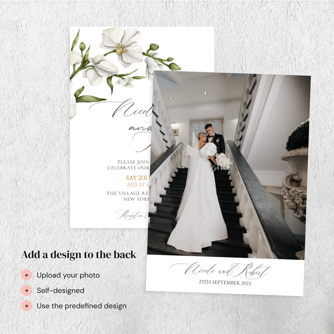 Orchid Wedding Invitation Template Set, Orchid Wedding Invitation ...