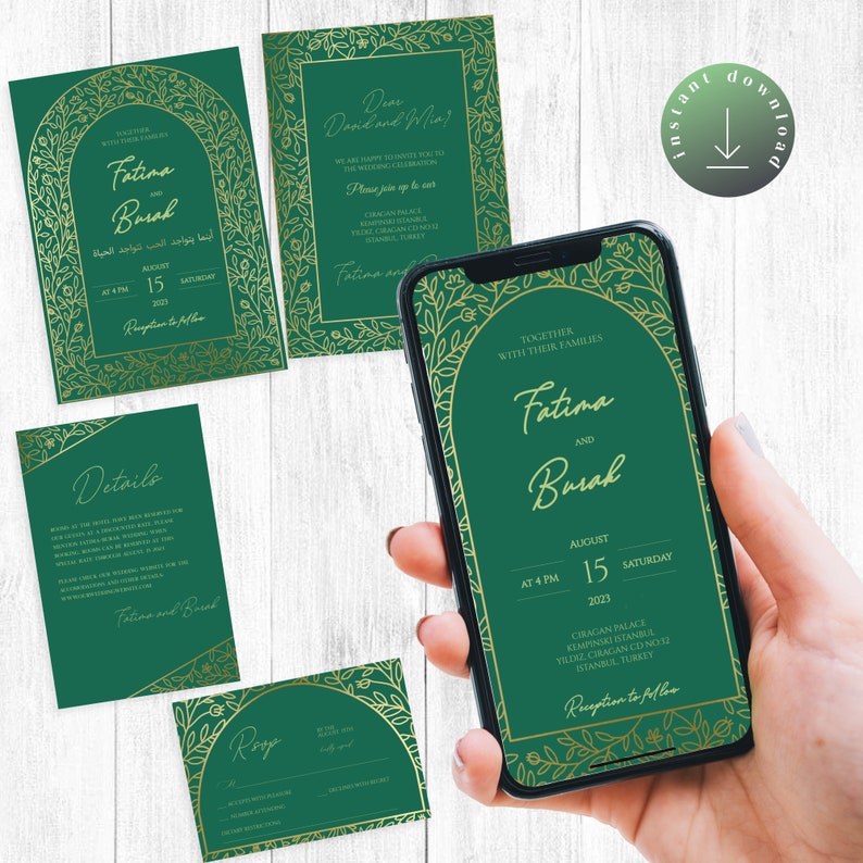 Islamic Wedding Invitation Template, Muslim Nikah Invite (digital ...